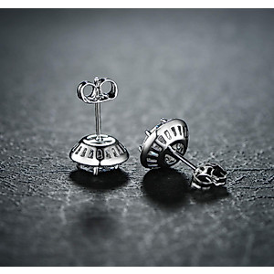 Gold Plated Cubic Zirconia Stud Earrings, Simulated Diamond Halo Stud Earrings with Large 7mm and 18pcs Small Bright CZ Earrings