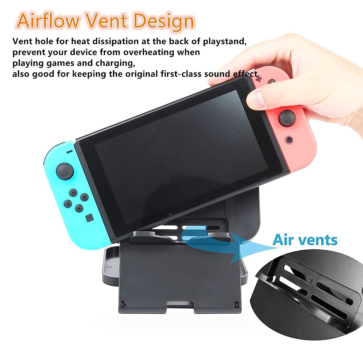Multi-Angle Stand for Nintendo Switch,Portable & Foldable Playstand for Switch, Tablet Video Game Holder Universal Holder for Smartphones and Tablets iPhone 7 6 Plus ipad Samsung s8 s7(Black)