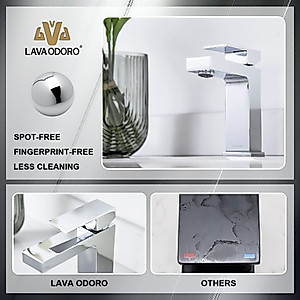 Chrome Bathroom Faucet Single Hole, Lava Odoro Modern Bathroom Sink Faucet Single Handle Vanity Faucet with Pop up Drain Assembly, Deck Plate Included, BF307-C