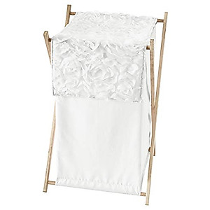 Sweet Jojo Designs White Floral Rose Baby Kid Clothes Laundry Hamper - Solid Flower Luxurious Elegant Princess Vintage Boho Shabby Chic Luxury Glam High End Roses
