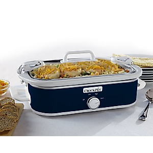 Crock-Pot SCCPCCM350-BL Manual Slow Cooker, Navy Blue & Crockpot 2.5-Quart Mini Casserole Crock Slow Cooker, White/Blue