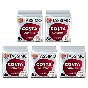 TASSIMO Costa Cappuccino 16 discs, 8 servings (Pack of 5, Total 80 discs, 40 servings)