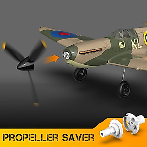 VOLANTEXRC 4-CH Spitfire One Key Remote Control Airplane with Xpilot Stabilization, Gyroscope, 3 Level Control, and Lightweight Design, Camouflage