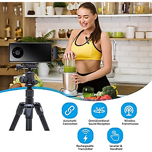 Professional Wireless Lavalier Lapel Microphone for Android Computer - Cordless Omnidirectional Condenser Recording Mic with USB C Interface for Interview Video Podcast Vlog YouTube