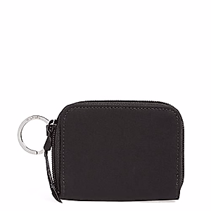 Vera Bradley Women's Cotton Petite Zip-around Wallet With RFID Protection, Black - Recycled Cotton, One Size