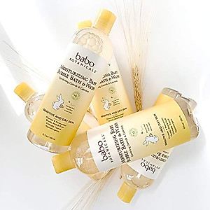 Babo Botanicals Moisturizing Plant-Based 2-in-1 Bubble Bath & Wash - with Organic Calendula & Natural Oat Milk - For Babies, Kids & Adults with Sensitive Skin - Hypoallergenic & Vegan - 15 oz