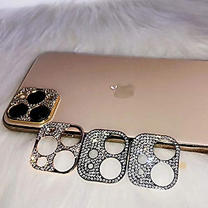 LUOWAN [2 Pack] Bling Crystal Camera Lens Protector Compatible with iPhone 11/iPhone 12 Mini, Rear Camera Cover 3D Bling Diamond Lens Cover(Silver)