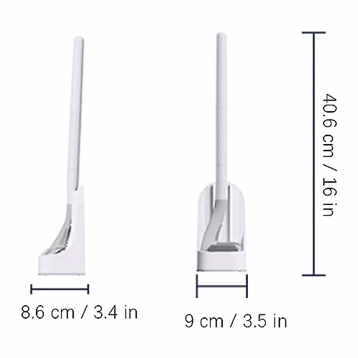 Silicone Toilet Bowl Brush Wall Mounted Floor Toilet Brush Plastic Toilet Cleaner Brush and Holder Set 3.4 X 3.5 X 16 Inch