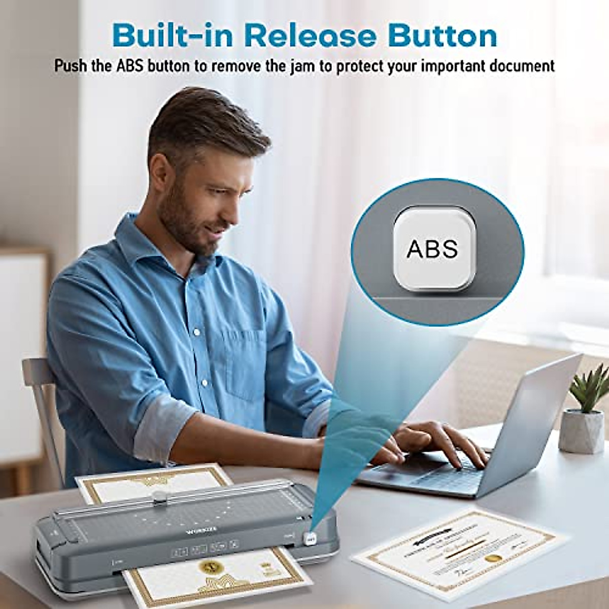 Laminator, A4 Laminator Machine, WORIKIZE Thermal Laminator with Laminating Sheets 20 Pouches for Home Office School