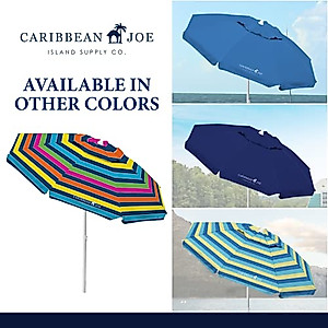 Caribbean Joe Chaby International Portable, Adjustable Tilt Beach Umbrella with UV Protection, 7 FT