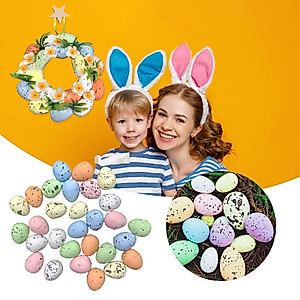 20pcs Easter Eggs Speckled Eggs Decorations Pastel Speckled Eggs Decorative Easter Eggs for Farmhouse Easter Spring Party Favors Basket Fillers Seasonal Table Setting Gnome (Yellow, One Size)