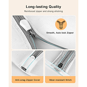 Anyongora 3Pcs Long-Lasting Mesh Laundry Bags (15.7x19.6 Inches) - Protects Delicates, Fine Mesh, Reusable Laundry Bag for Delicates, Laundry Bags Mesh Wash Bags for Home, Travel, Dorm, Gym