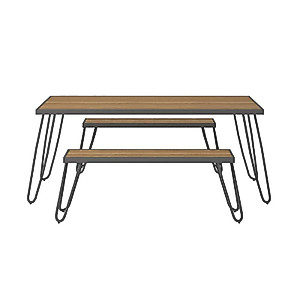 Novogratz 88192CNOE Poolside Paulette Outdoor Table and Bench Set, Charcoal