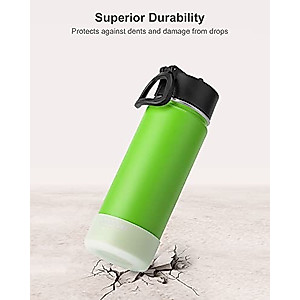 Koodee 16 oz Water Bottle-Stainless Steel Double Wall Vacuum Insulated Wide Mouth Water Flask with Straw Lid, BPA Free(Apple Green）