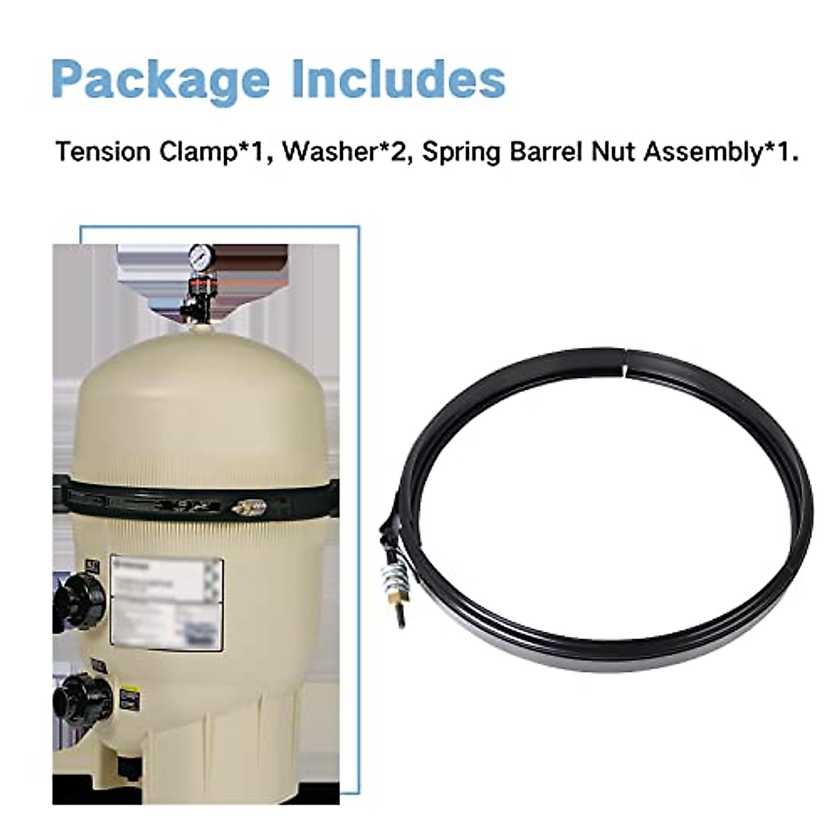 Aumzong Tension Control Clamp Kit, Stainless Steel Clamp Replacement Compatible with Pentair FNS Plus, Quad Pool and Spa D.E. Filters, Clean&Clear Plus Pool and Spa Filter #190003