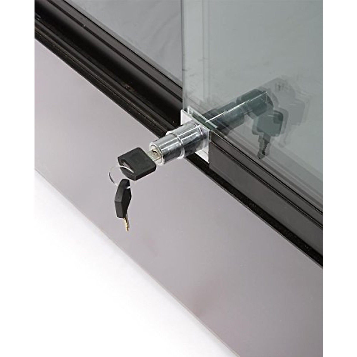 Displays2go, Illuminated Full Vision Cabinets, Tempered Glass, Painted MDF Construction – Clear, Silver Finish (GTAP48LEDS)