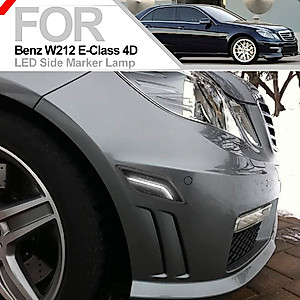 nsautolighting LED White Side Marker Lights Side Indicator Lamps for 2010-2013 Be'nz W212 E-Class 4D Sedan Wagons Smoked Lens White LED Front Bumper Side Marker Light Replace OEM Sidemarker Lamps
