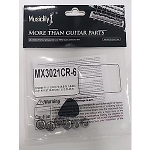 Musiclily Pro 6mm to 10mm Vintage to Modern Sized Guitar Tuner Conversion Bushings Tuning Pegs Adapter Ferrules, Chrome (Set of 6)