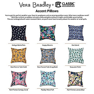 Vera Bradley by Classic Accessories Water-Resistant Outdoor Throw Pillows, 18 x 18 x 8 Inch, 2 Pack, Ikat Island
