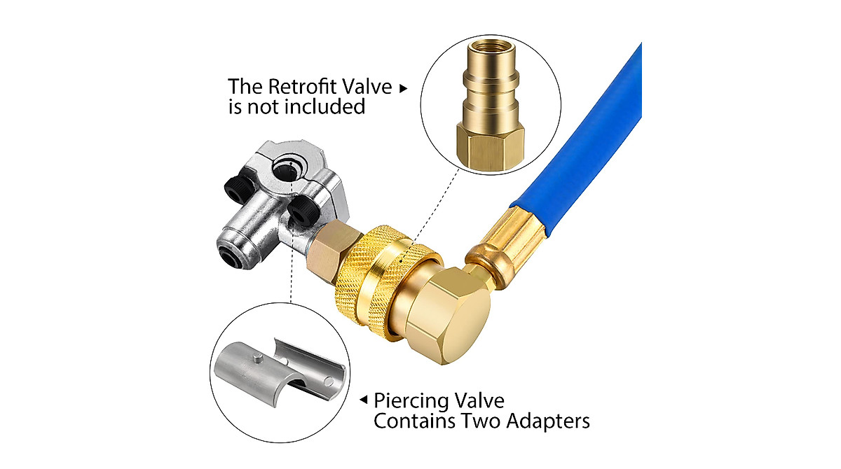 3 Piece BPV31 Bullet Piercing Valve Kits with R134a Hose and Gauge