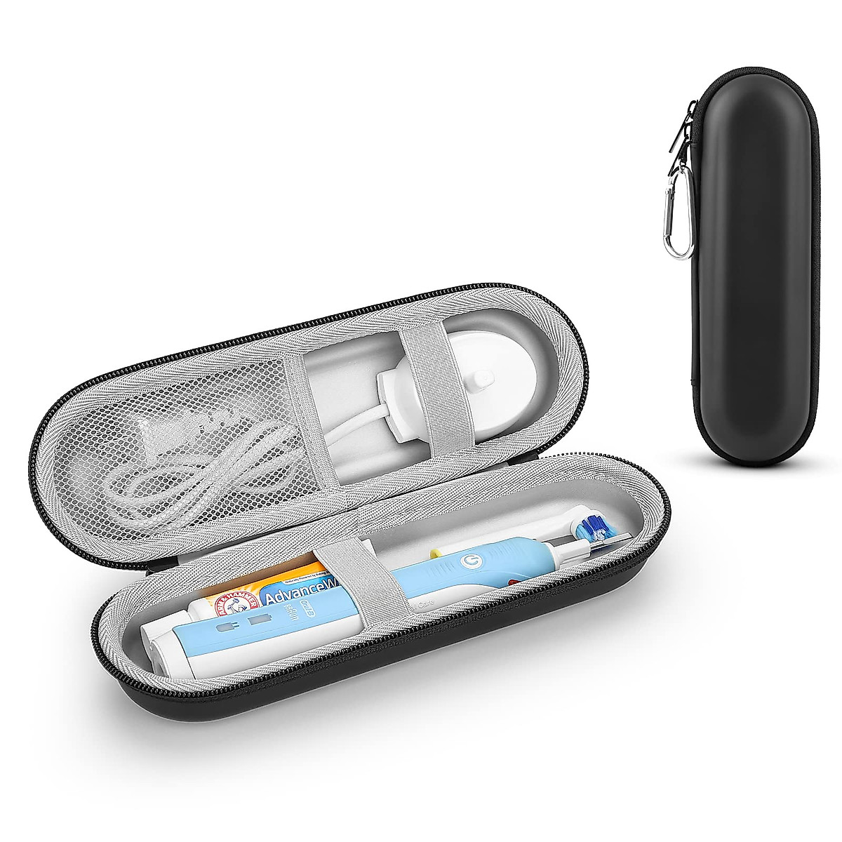 Yinke Travel Case for Braun Oral B/Oral-B Pro/Philips Sonicare Electric Toothbrush, Fits for Oral-B Pro 1000 1500 /iO Series 7 8 9, Hard EVA Cover Protective Storage Bag (Black Sliver)
