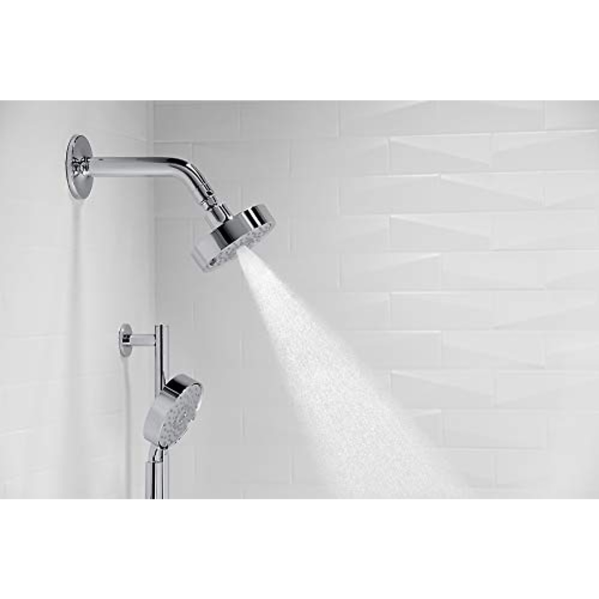 KOHLER 22170-CP Purist Multifunction Showerhead, Wall-Mount Showerhead with Three Sprays, 2.5 GPM, Polished Chrome