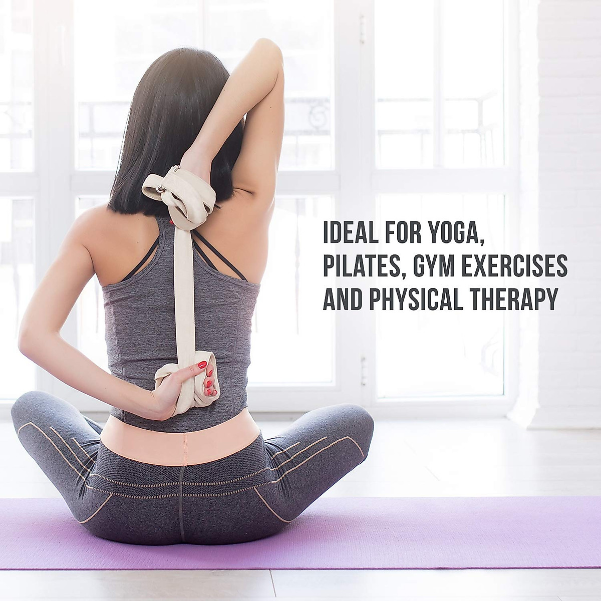 5 Pack Yoga Exercise Adjustable Straps 8Ft | BONUS eBook | with Durable D-Ring For Pilates & Gym Workouts | Hold Poses, Stretch, Improve Flexibility & Maintain Balance