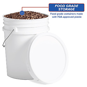 ePackageSupply, 5 Gallon Plastic Bucket with Airtight Lid I Food Grade Bucket | Yellow | BPA-Free I Heavy Duty 90 Mil All Purpose Pail Reusable I Made in USA | 6 Count