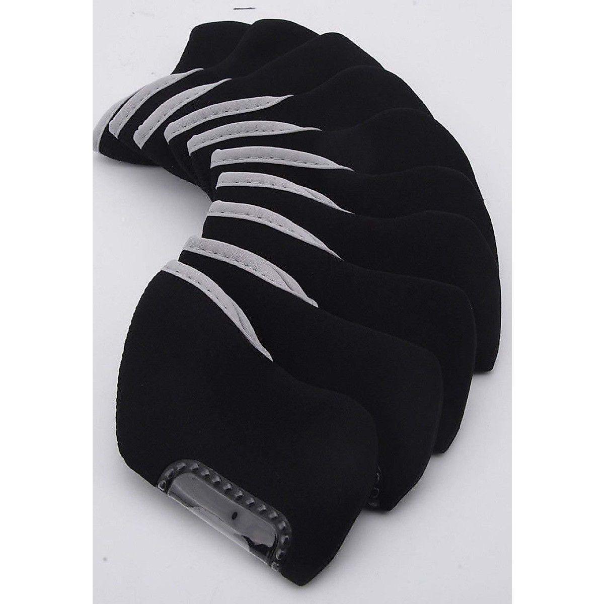 DBYAN Golf Club Iron Head Covers with Plastic Window Display,Neoprene Material Bring for Titleist Taylormade Ping Callaway-Pack of 10,Black