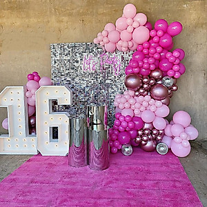 Pink Balloons Metallic Pink Balloon, 50Pcs 12Inch Hot Pink Chrome Pink Latex Balloons Baby Pink Balloons and Dark Magenta Pink Balloons for Birthday Baby Shower Princess Party Decorations