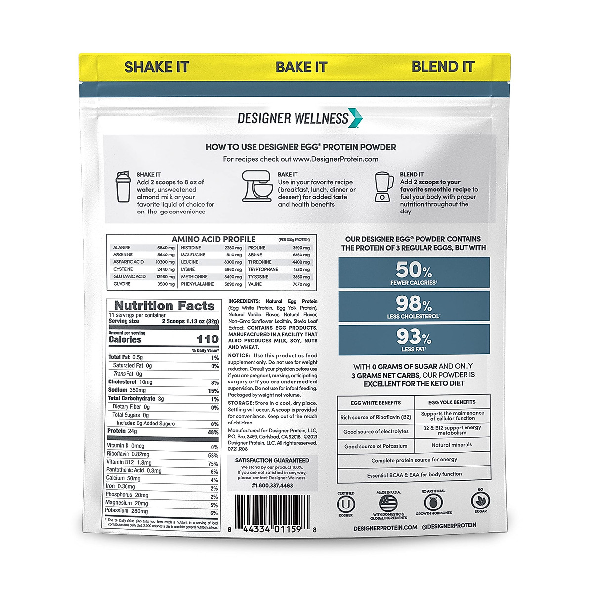 Designer Wellness Designer Egg Protein Powder, 12.4 oz Dutch Chocolate and 12.4 oz Classic Vanilla Bundle