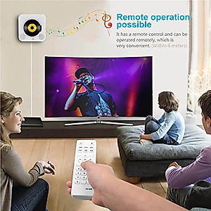 Wall Mountable CD Player with Bluetooth: Portable CD Music Player with Remote Control HiFi Sound Speaker FM Radio Support AUX/USB, Headphone Jack for Home, Kids, Kpop, Gift