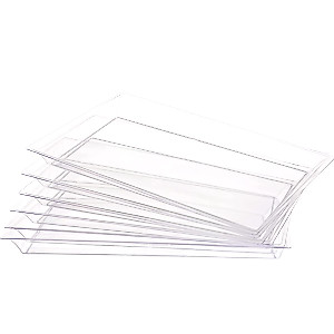 SUT 12 Pack White Plastic Serving Trays with Silver Rim, 13 X 8 inch Rectangle Food Tray, Disposable platters Cookie Serving Trays for Party, Silver Plastic Serving platters Food Wedding and Birthday