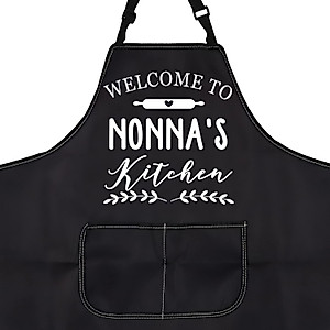 PXTIDY Welcome to Nonna’s Kitchen Nonna Kitchen Apron Nonna Birthday Mothers Day Gift Grandma Kitchen Apron Cooking Gifts (NONNA'S kitchen)
