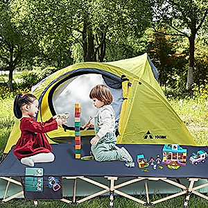 REDCAMP Extra Long Folding Kids Cot for Sleeping 7-15, Portable Toddler Cot Bed Child Travel Cot for Camping, Navy 75''x26''