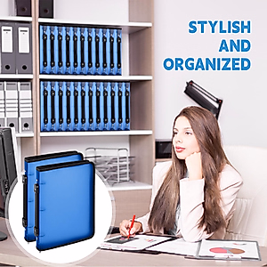 Teling 8 Pack 1 Inch Binder Blue Zipper Binder with 3 Ring Cover Zipper, Refillable Plastic Clear File Organizer Planner for Projects, Assignments, Memos, School Work