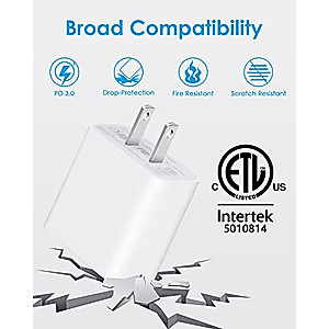 USB C Charger, 2 Pack 20W PD USB C Adapter iPhone Charger Block Type C Fast Charging Compatible with iPhone 14 13 12 11 Pro Max, 14 Plus, XR XSMAX, iPad, Google Pixel 4XL/4/3XL