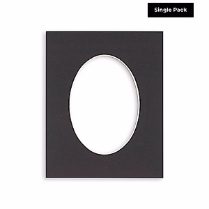 8x10 Mat Bevel Cut for 5x7 Photos - Precut Black Oval Shaped Photo Mat Board Opening - Acid Free Matte to Protect Your Pictures - Bevel Cut for Family Photos, Pack of 1 Matboard