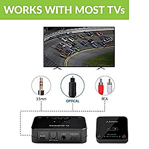 Avantree D4169 Dual Wireless Headphones & Earbuds Set for TV Watching with Bluetooth Transmitter, Personalized Volume Control, Plug-n-Play, No Audio Delay