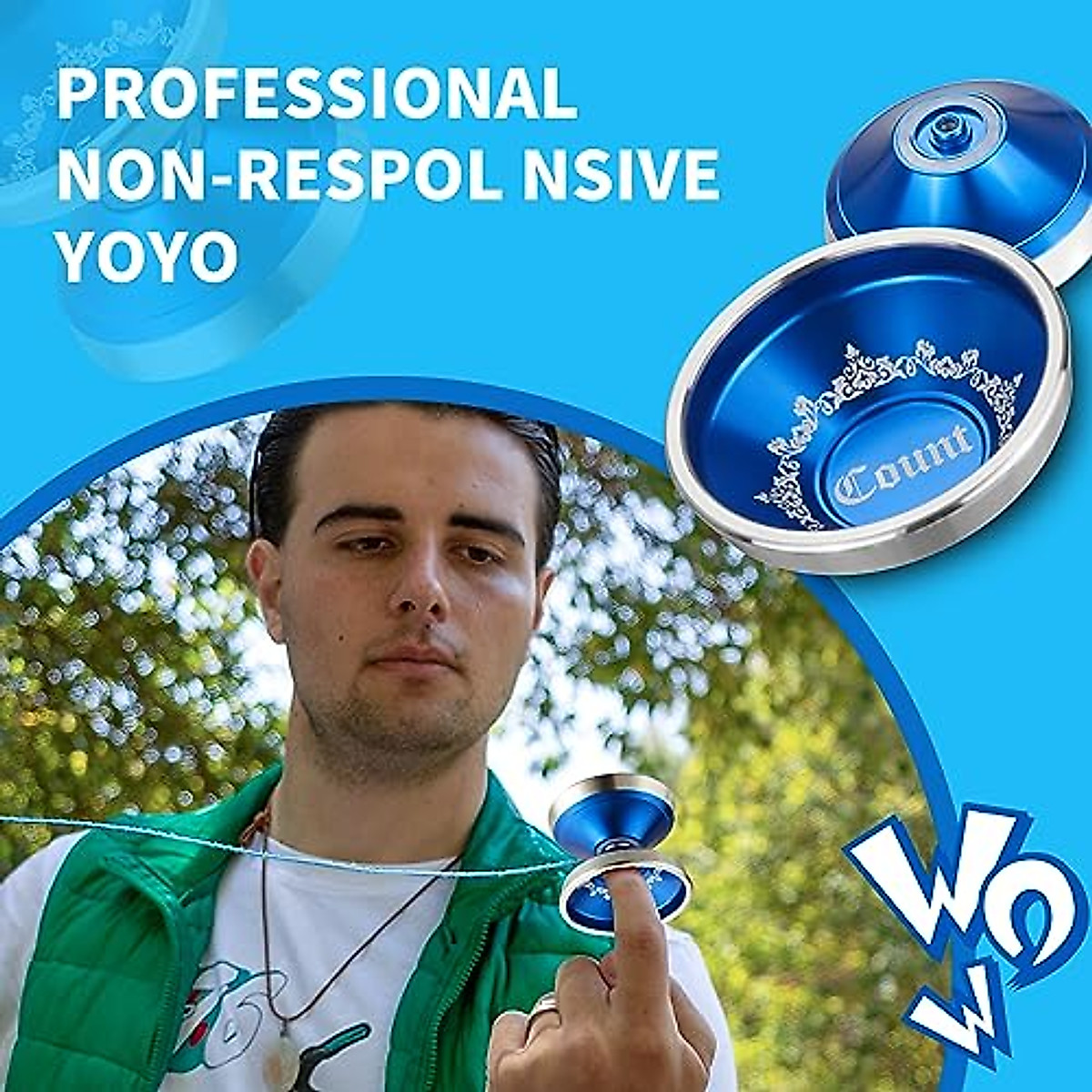 WATIEOBOO Unresponsive Yoyo Professional, Competitive Bi-Metal Yoyos for Professional Players, Tricks Yo-yo for Intermediate to Advanced Players with Precision Bearings S304AS (Sapphire Blue)