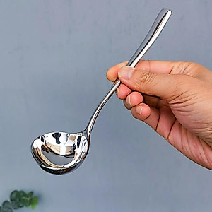 Generic Stainless Steel Small Sauce Ladle, With Pouring Spout Gravy ladle, for Salad dressing and dressings, 7.4Inches 2 Pieces Dishwasher Safe
