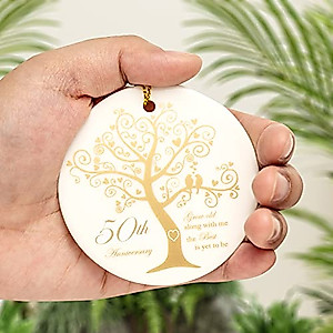 OWTTWO 50th Wedding Anniversary Ornament - 50th Anniversary Wedding Gift,Unique & Never Fade 50th Wedding Anniversary Decorations for Parents,Couple,Grandparents and Friends