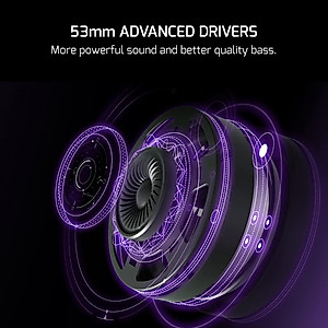 GAMEPOWER Kizaru USB Gaming Headset - 7.1 Virtual Surround Sound, Wired RGB Led Headphones with 53MM Drivers, Comfort Design, 360 Spatial Audio, Noise Cancelling Mic PC, Laptop, Black