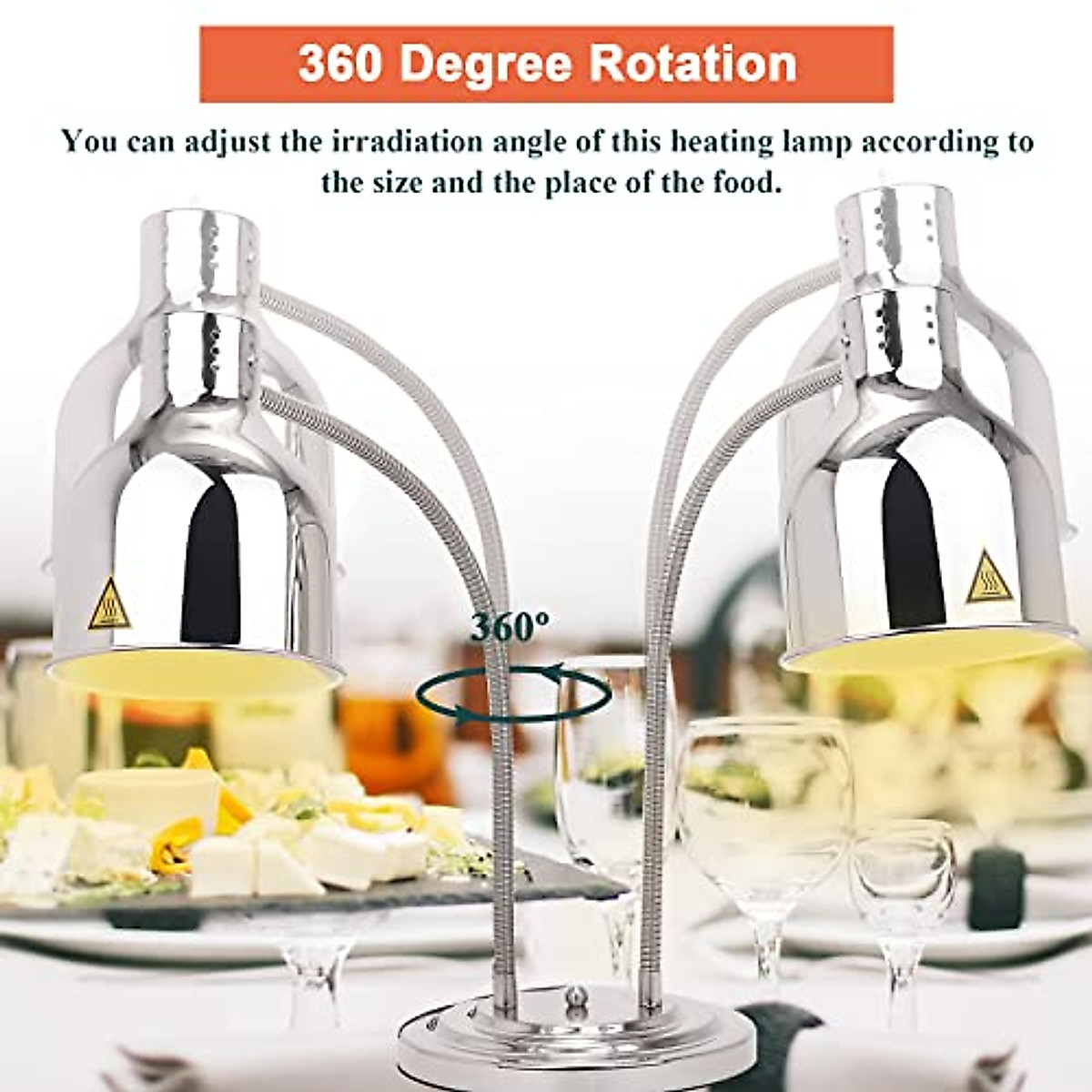 YMJOINMX Food Warmer Lamp Heat Lamp with Bulbs for Food Heating Lamp Commercial Food Buffet Warmer Lamp Restaurant Food Service