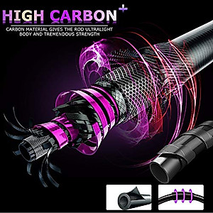 Sougayilang Fishing Rod Reel Combo，Carbon Fiber Protable Spinning Fishing Pole and Colorful Spinning Reel for Travel 4 Pieces Freshwater-6.9FT