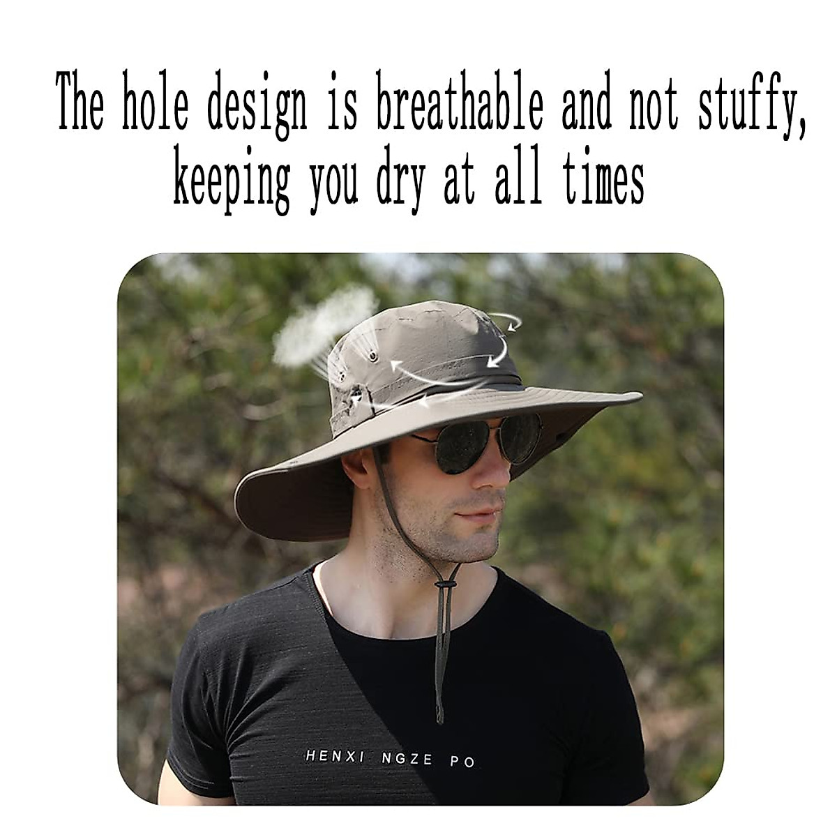 UPF 50+ Sun Protection Waterproof Breathable Wide Brim Bucket Sun Hat (cotton polyester, H2-grey)