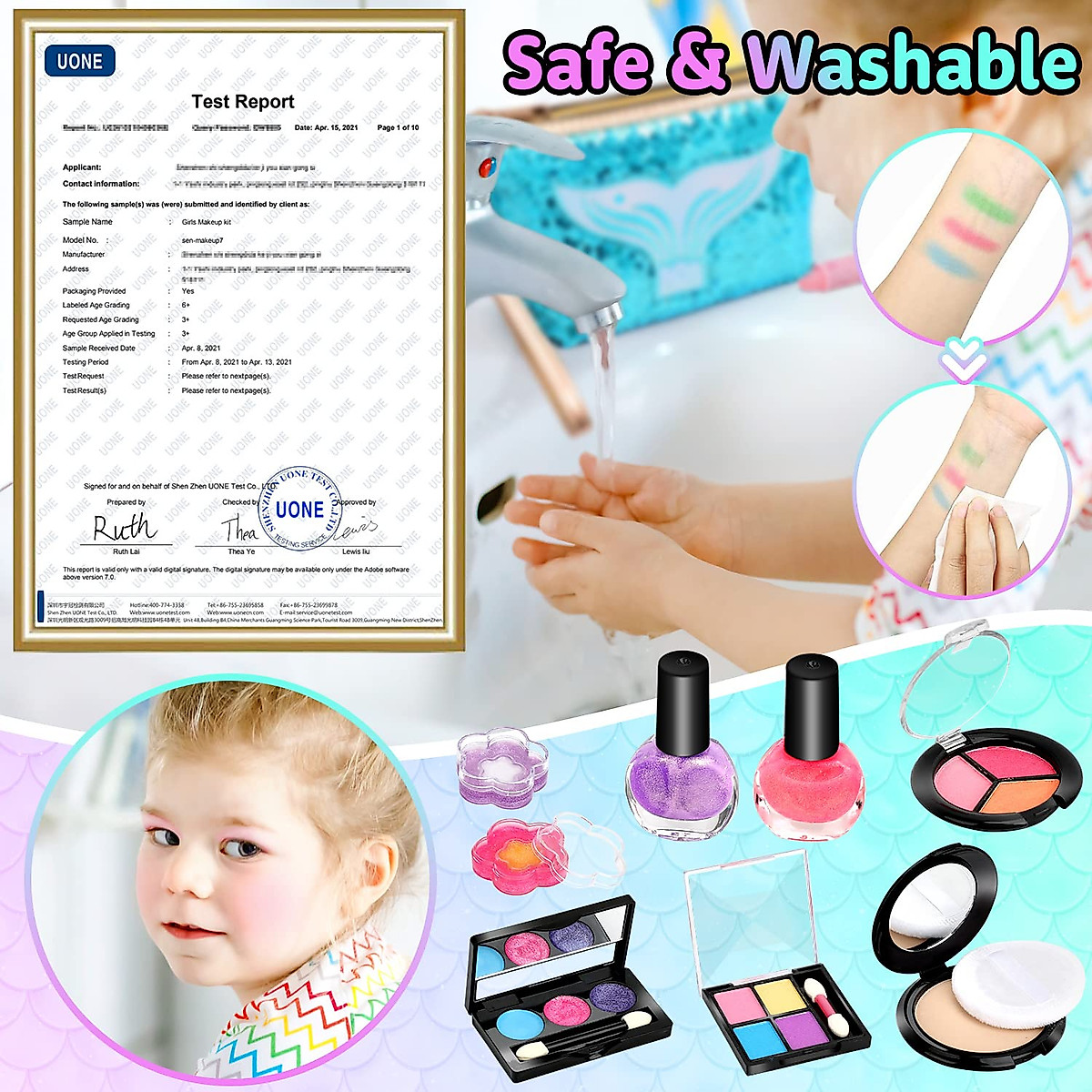 Kids Makeup Kit for Girl, Toddler Makeup Kit, Play Makeup for Little Girls, Washable Children Makeup Set, Mermaid Princess Birthday Girls Gift Toys for Age 4 5 6 7 8 9 Year Old