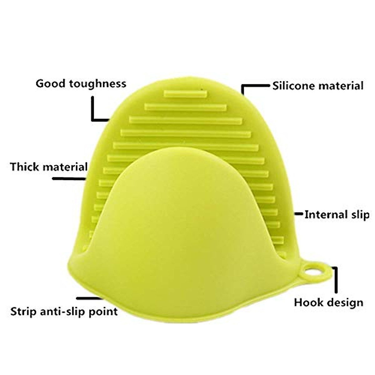 Silicone Double Finger Grip,Silicone Anti-scalding Gloves,dishwashing Cabinet Kitchen Insulation Tray Dish Oven with Hand Clip,Green