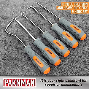 PAKNMAN 11-Piece Precision Pick and Hook Set, Heavy Duty Pick & Hook Set for Automotive