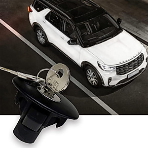 GKmow Pack-1 Locking Fuel Tank Gas Cap, Lock Filler Plug for Edge Escape Expedition Explorer F150 Fiesta Flex Focus Fusion Taurus # 8U5Z-9C268-B (Black)